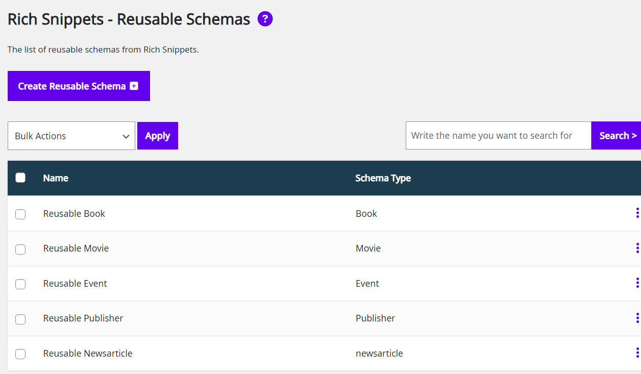 Rich Snippets - Reusable Schemas - Squirrly SEO (Newton)